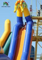 China Seahorse Plato PVC Inflatable Water Slide / Yellow Blue Giant Water Slide For Rentals for sale