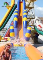 China Seahorse Plato PVC Inflatable Water Slide / Yellow Blue Giant Water Slide For Rentals for sale