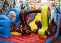 China Single Board Blow Up Dry Slide / Double Climbing Ladders Sea Wave Slide for sale