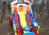 China Single Board Blow Up Dry Slide / Double Climbing Ladders Sea Wave Slide for sale