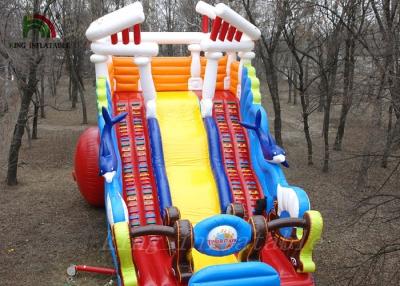 China Single Board Blow Up Dry Slide / Double Climbing Ladders Sea Wave Slide for sale