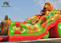 China Colorful Inflatable Dry Slide Jungle Wild Animal Digital Printed for sale
