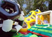 China Multicolored Inflatable Amusement Park Football Combo Playground With LED Scoreboard for sale