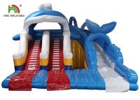 China Blue One Lane Inflatable Water Slide With Bouncer For Water Park for sale