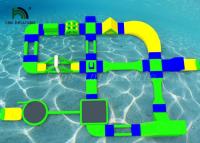 China Custom 35x21m Inflatable Water Parks For Rental Green / Yellow / Blue Color for sale