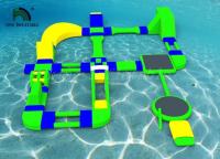 China Custom 35x21m Inflatable Water Parks For Rental Green / Yellow / Blue Color for sale