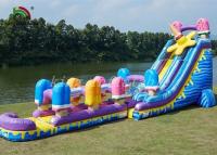 China Colorful Ice Cream Inflatable Water Slide Single Lane Fire Retardant for sale