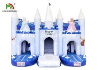 China Frozen Castle Blow Up Bouncer Combo Slide Castle Blue / White PVC Tarpaulin Castle for sale