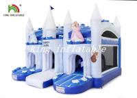 China Frozen Castle Blow Up Bouncer Combo Slide Castle Blue / White PVC Tarpaulin Castle for sale