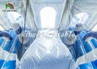 China Frozen Castle Blow Up Bouncer Combo Slide Castle Blue / White PVC Tarpaulin Castle for sale