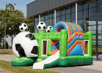 China Colorful Tarpaulin Inflatable Football Bouncer Combo Soccer Dry Slide And Obstacles for sale