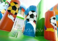 China Colorful Tarpaulin Inflatable Football Bouncer Combo Soccer Dry Slide And Obstacles for sale