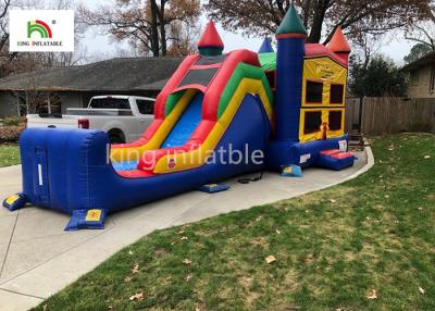 China Colorful Single Lane Inflatable Bounce House With Slide Logo Printed for sale