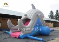 China 6m High Shark Inflatable Water Slide With Pool / Small Blow Up Slide For Kids for sale