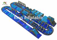 China Blue Giant Inflatable Obstacle Course / PVC Outdoor Blow Up Ostacle Course For Adults for sale