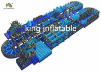 China Blue Giant Inflatable Obstacle Course / PVC Outdoor Blow Up Ostacle Course For Adults for sale