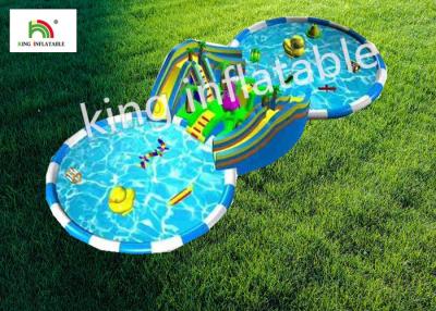 China Giant Inflatable land Water Parks With Slide Two Swimming Pool For outdoor for sale