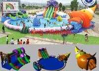 China 30M diameter Water Park With 3 Awesome Inflatable Water Slides And Other Water Games for sale