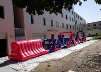 China Red Color 0.9 mm PVC Tarpaulin Inflatable Sport Game Water Obstacle Course for sale