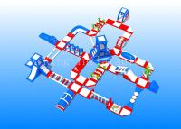 China Commercial Red 0.9 Mm PVC Tarpaulin Inflatable Water Parks / Inflatable Water Island for sale
