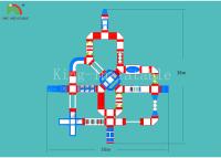 China Commercial Red 0.9 Mm PVC Tarpaulin Inflatable Water Parks / Inflatable Water Island for sale