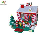 China Red / White Color Inflatable Bouncy Castle House With Christmas Tree For Business for sale