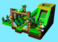 China Green Animal Theme Panda Inflatable Amusement Park Toddler Playground Bouncer Castle for sale