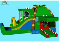 China Indoor Inflatable Park Obstacle Course Jumping Castle Green Crocodile ， Coconut  Forest - Themed Blend for sale