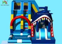 China Blue Sharp Model Inflatable Slide Bouncer With  Logo Printing 6*5*3.7 M for sale