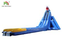 China Anti - Tear Beach Giant Inflatable Water Slide Blue Double Lanes For Adults for sale