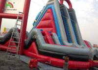 China Red Car Cartoon Inflatable Dry Slide Double Lanes For Boys / Kids Outdoor Playground for sale