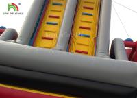 China Red Car Cartoon Inflatable Dry Slide Double Lanes For Boys / Kids Outdoor Playground for sale