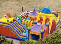 China Outdoor 20mL Yellow Rocket Inflatable Amusement Park For Kids Use Logo Printing for sale