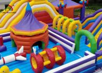 China Outdoor 20mL Yellow Rocket Inflatable Amusement Park For Kids Use Logo Printing for sale
