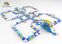 China 0.9mm Plato PVC Customized 61x41m Blue Inflatable Floating Water Park With Slide for sale