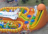 China Orange Space Shuttle Inflatable Obstacle Course Sports Games 30m Long Interactive for sale