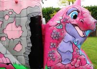China PVC Pink Dragon Cartoon Princess Combo Inflatable Bounce House With Roof Kids Play for sale
