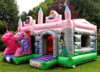 China PVC Pink Dragon Cartoon Princess Combo Inflatable Bounce House With Roof Kids Play for sale