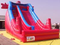 China Red Color PVC Inflatable Water Slide With Pool In Front Of / Spiderman Slides For kids for sale