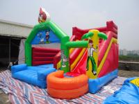 China Custom Inflatable Cartoon Theme Bounce Houses With Slide For Rental Business for sale