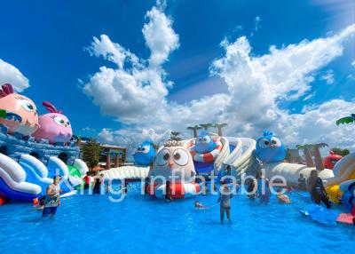 China Outdoor Commercial Red Angry Bird Giants Inflatable Water Park With Slide for sale