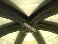 China 10m Span Inflatable Airtight Spider Event Tent Black PVC Frame Posts With White Printed Roof for sale
