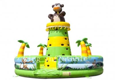 China Jungle Theme Monkey Inflatable Climbing Tower Wall With Trees for sale