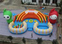 China 0.55mm Outdoor giant Inflatable double lane Slide With obstacle course for sale