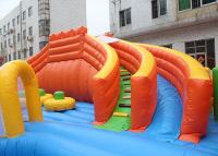 China 0.55mm Outdoor giant Inflatable double lane Slide With obstacle course for sale
