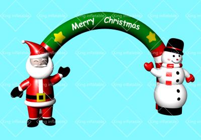 China Outdoor King 420D Inflatable Merry Christmas Arches Santa Claus Snowman  Nylon Fabric for sale