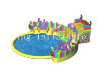 China Double Stitching Inflatable Water park playground giant slide With Pool for sale