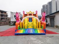 China Inflatable Unicorn Carriage Dry Slide Outdoor With Air Blower for sale