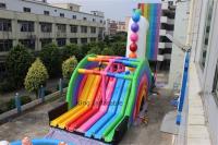 China EN71 0.55 Mm PVC Unicorn Bouncer Inflatable Rainbow Dry Slide for sale