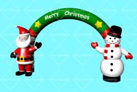 China Outdoor King 420D Inflatable Merry Christmas Arches Santa Claus Snowman  Nylon Fabric for sale